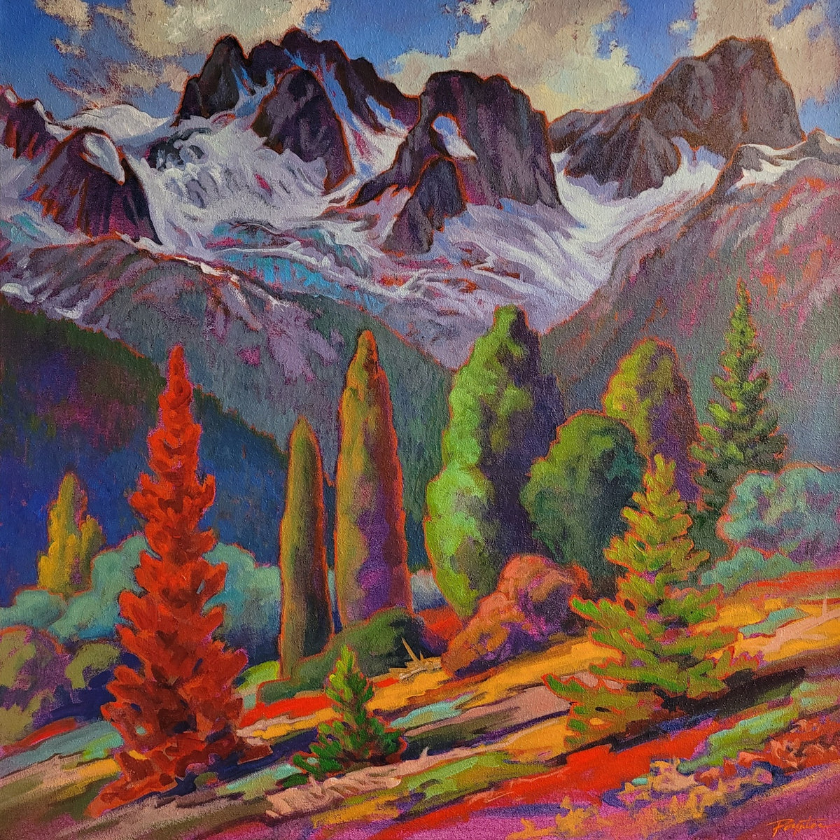 Red tree #3 - Bugaboos & Vowell range" – Jan Poynter